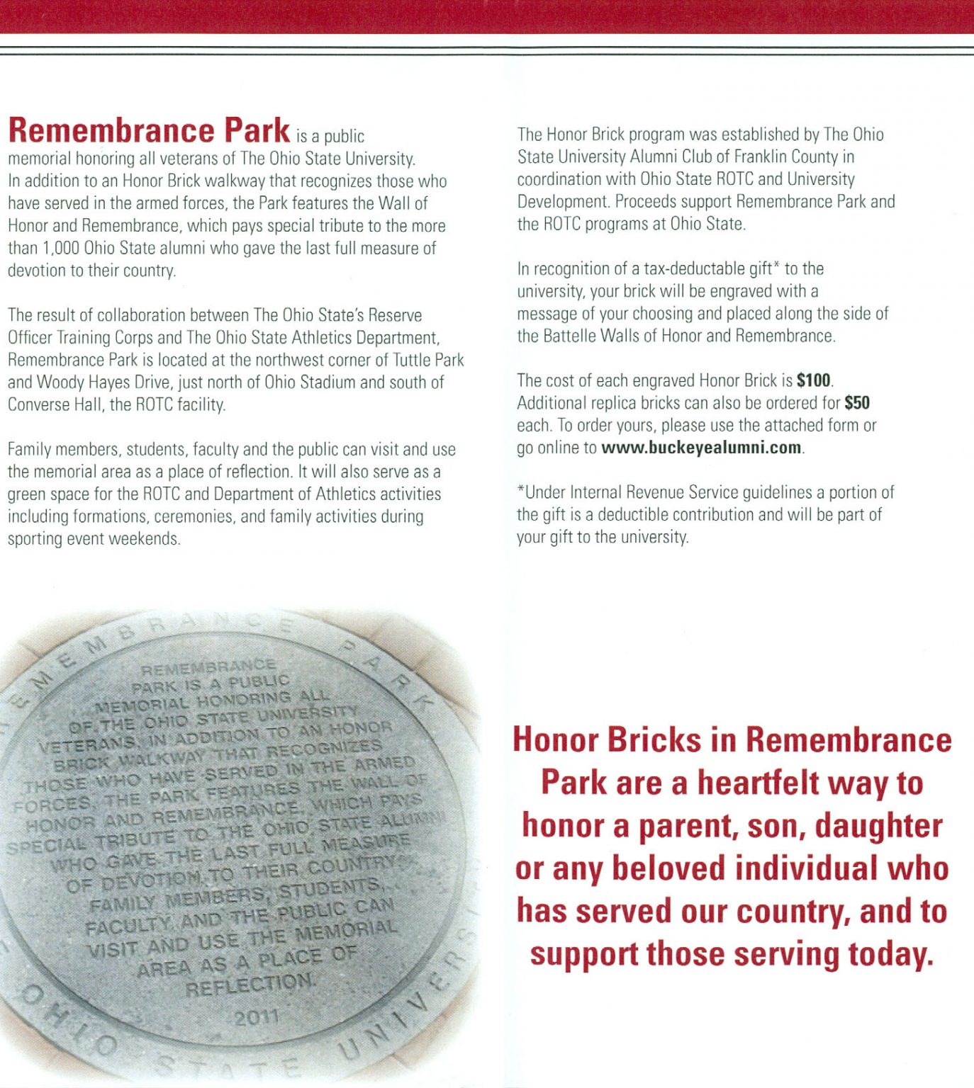 Remembrance Park – The Ohio State University Alumni Club of Franklin County